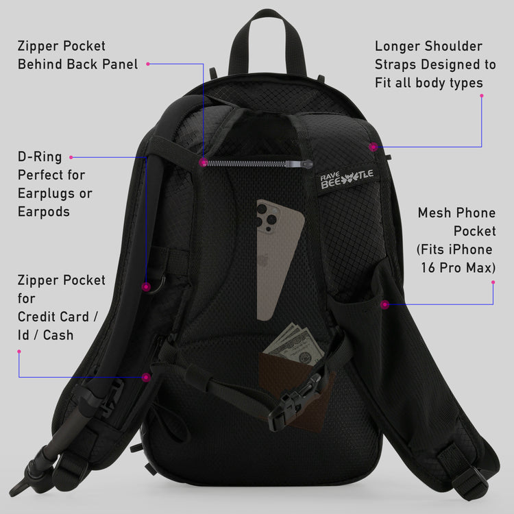 Rave Hydration Pack | Anti-Theft EDC & Festival Hydro Backpack – RaveBeetle