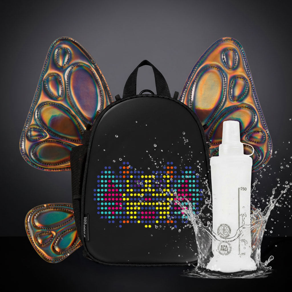 RaveBeetle FLOWt LED Festival Hydration Pack – Swappable Wing Rave Bac